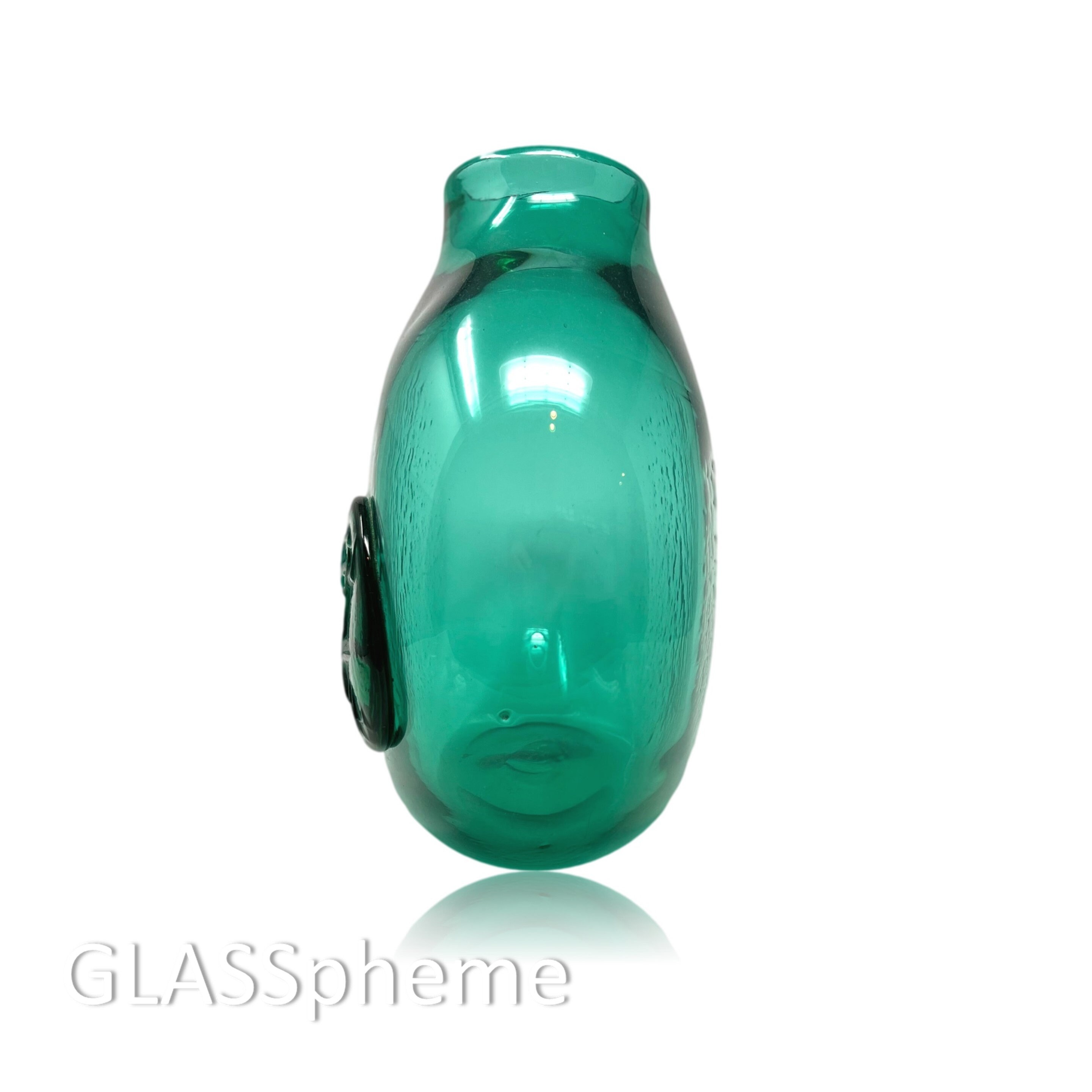 C. 1950s BLENKO Wayne HUSTED #551 Textured Glass Medallion Vase in SEAGREEN