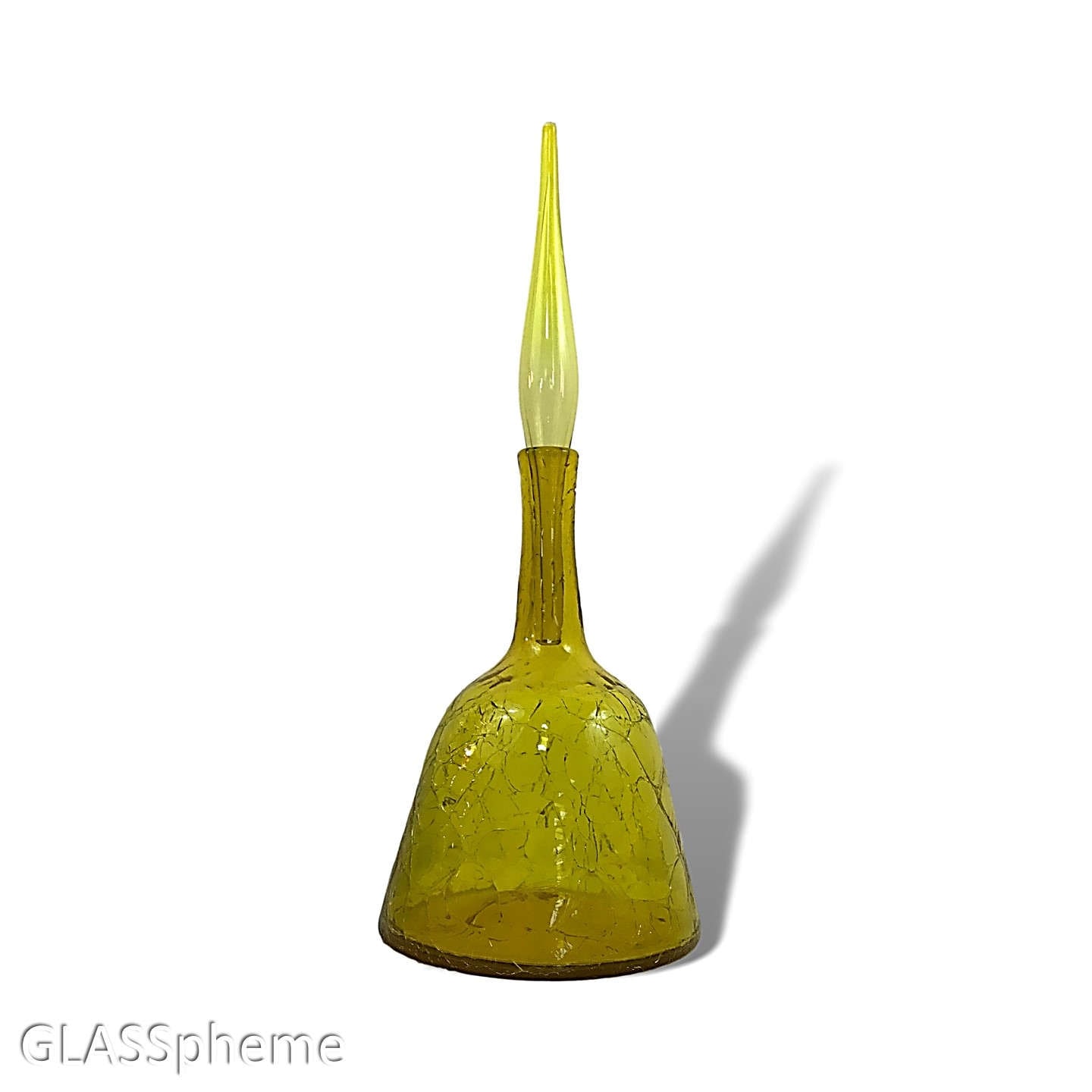 BLENKO Wayne Husted #6122S CRACKLE Glass Decanter wFlame Stopper, Pristine