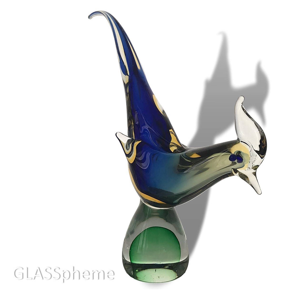 LARGE 17 Mid-Century Modern MURANO Sommerso | Submerged Glass Bird ...