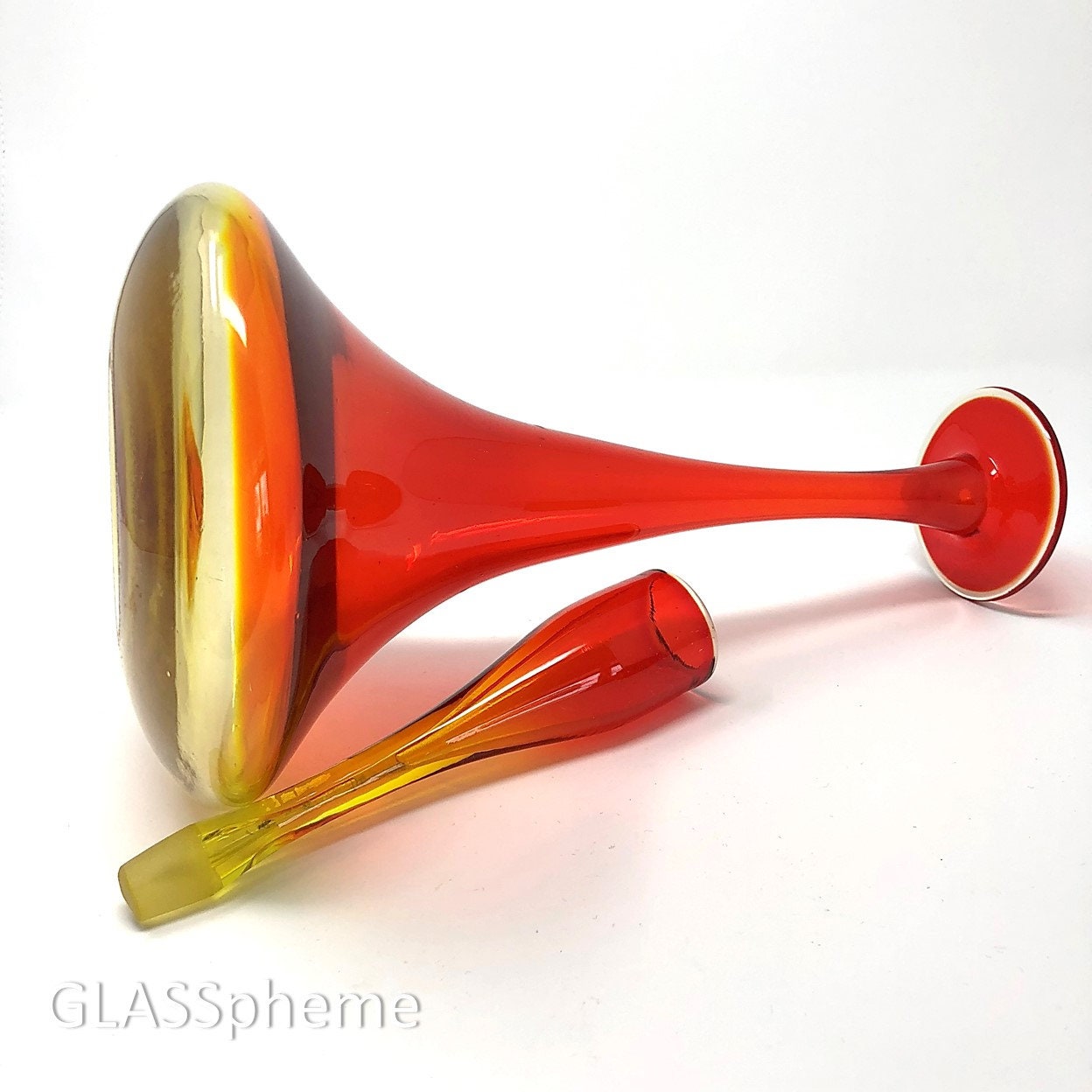 BLENKO Wayne Husted #6027 Shot Glass Decanter in Tangerine | Amberina