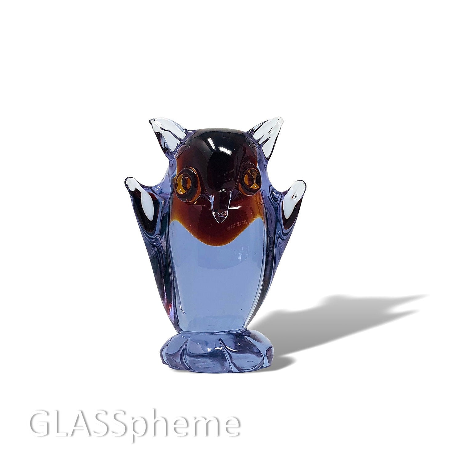 Mid-Century MURANO Neodymium | Alexandrite Glass Owl, Possibly Cenedese ...