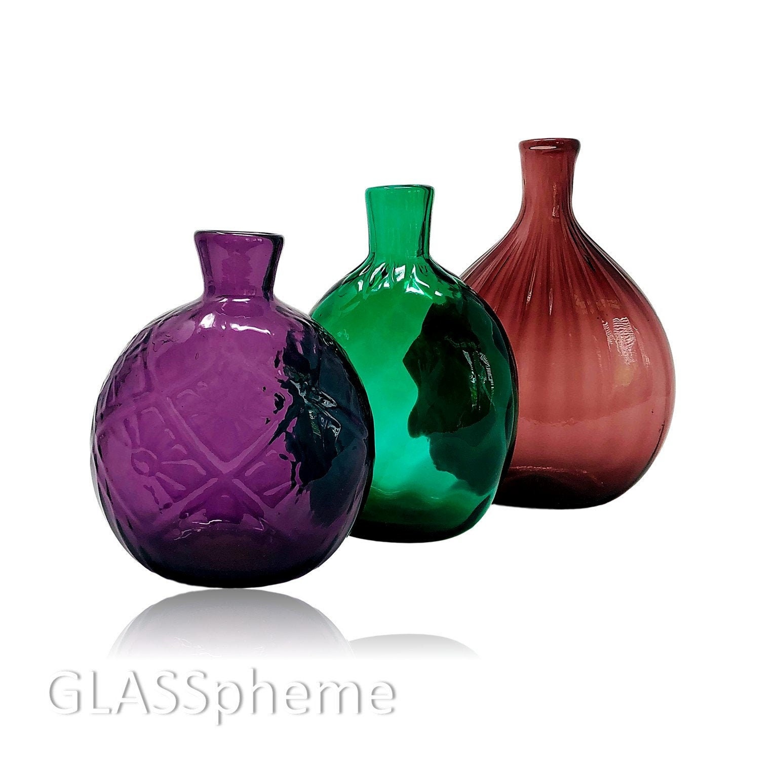 Stunning JEWEL-TONED MMA Replica Handblown Glass Flask Collection
