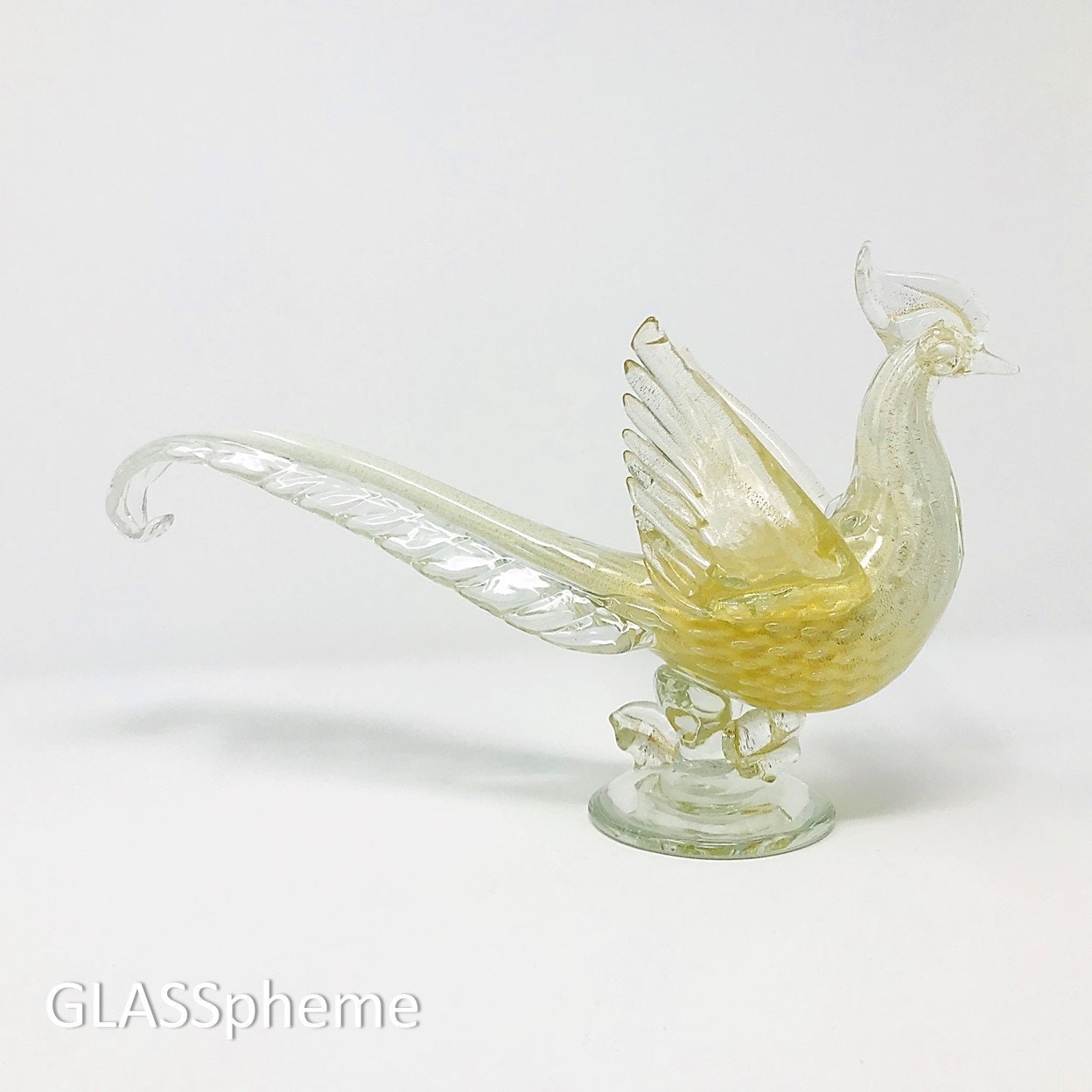 C. 1950s Alfredo BARBINI Murano Lattimo Gold Cased Bullicante Glass ...