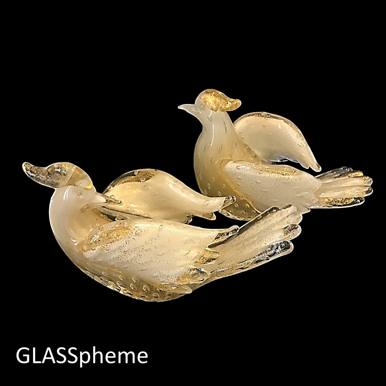 DIVINE RARE SEGUSO Alabastro Gold Cased Bullicante Glass Love Bird ...