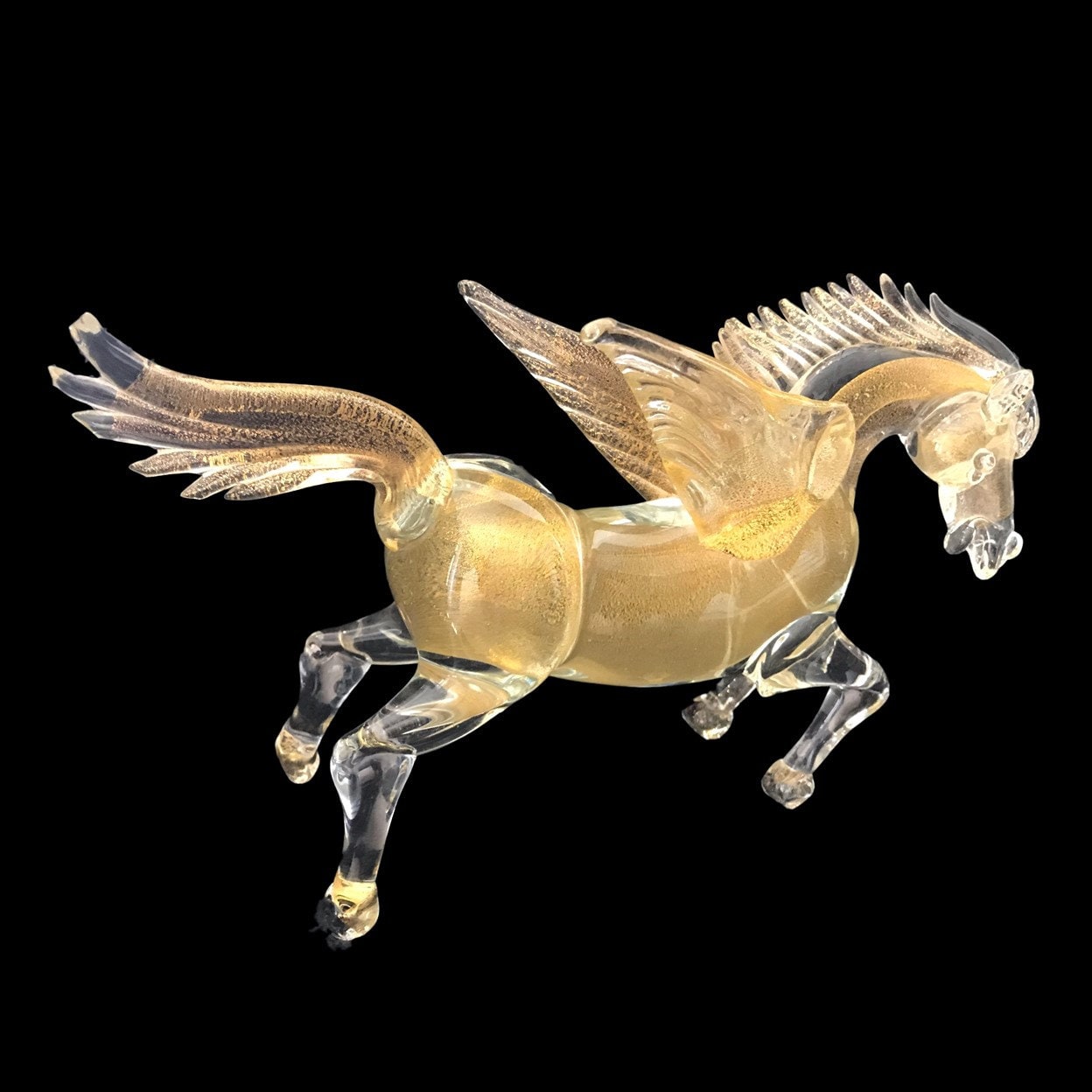 MURANO Gold & Crystal Glass PEGASUS | Winged Horse Statue | Sculpture ...
