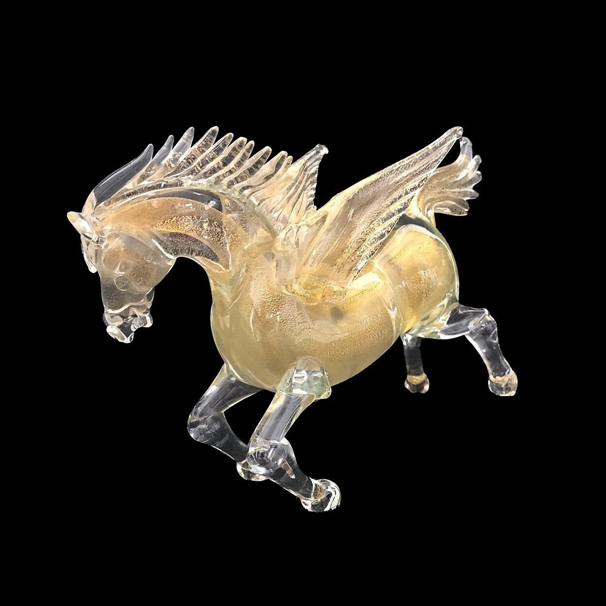 MURANO Gold & Crystal Glass PEGASUS | Winged Horse Statue | Sculpture ...