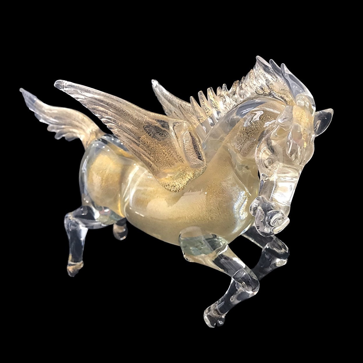 MURANO Gold & Crystal Glass PEGASUS | Winged Horse Statue | Sculpture ...