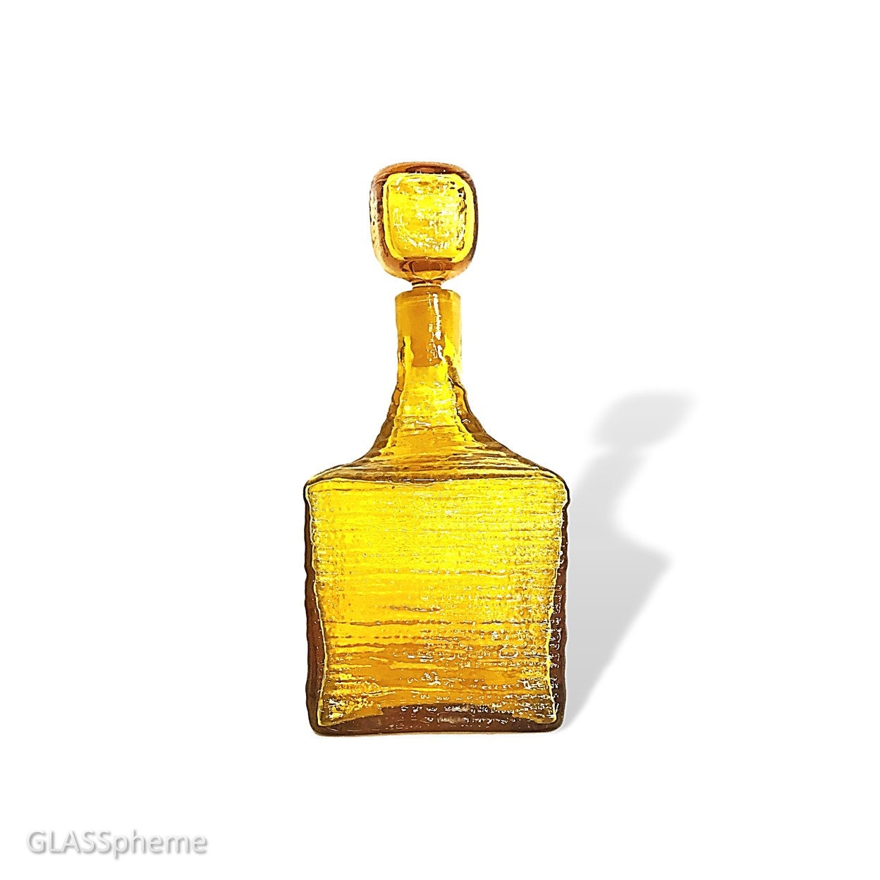 BLENKO Joel Myers #6224L Textured Glass Decanter in JONQUIL--Museum Quality