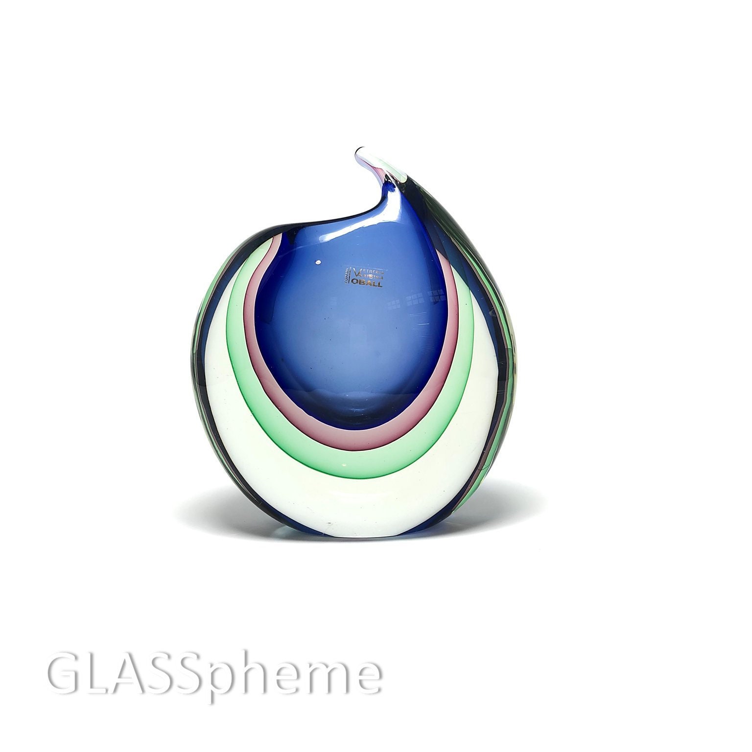 HUGE Luigi Onesto OBALL MURANO Sommerso Submerged Glass Sculpture ...