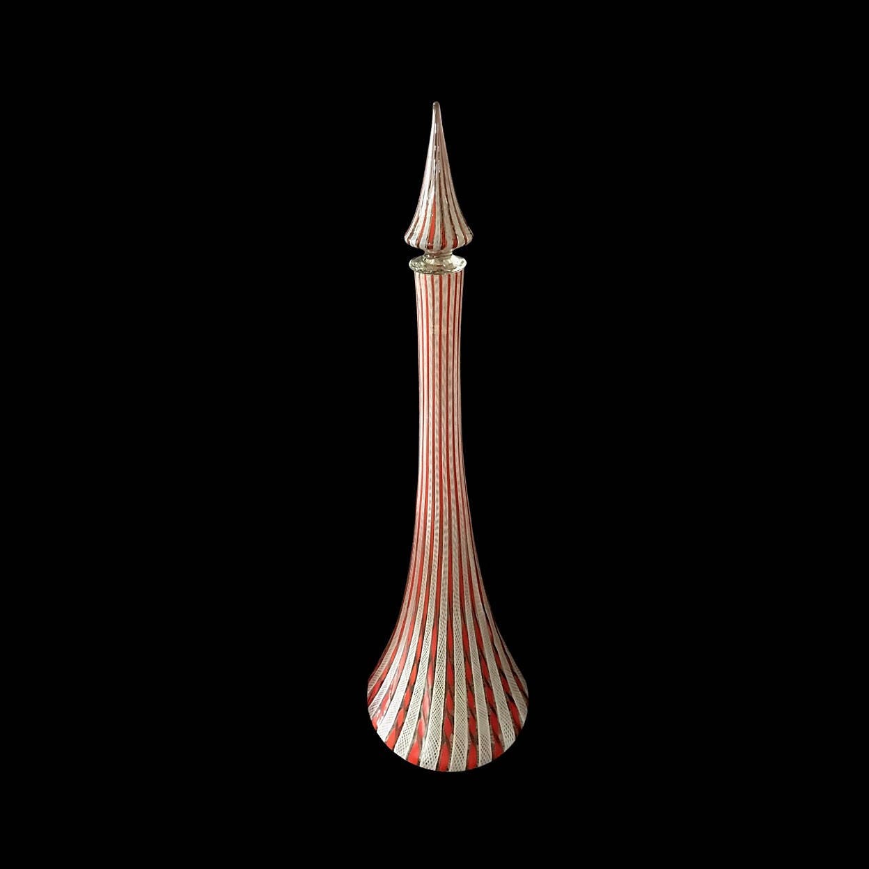 19 Ca 1950 FRATELLI TOSO Murano Filigrana | Latticino Glass Decanter ...