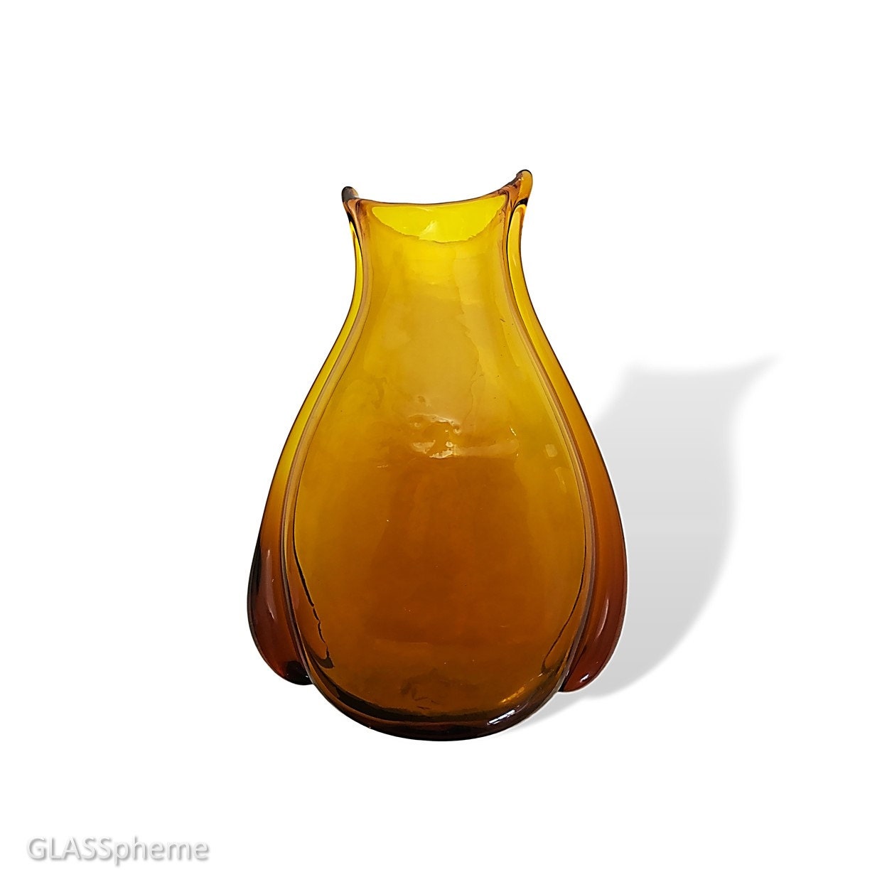 BIG BLENKO Winslow Anderson #535 POUCH Glass Vase in Gold--Mint