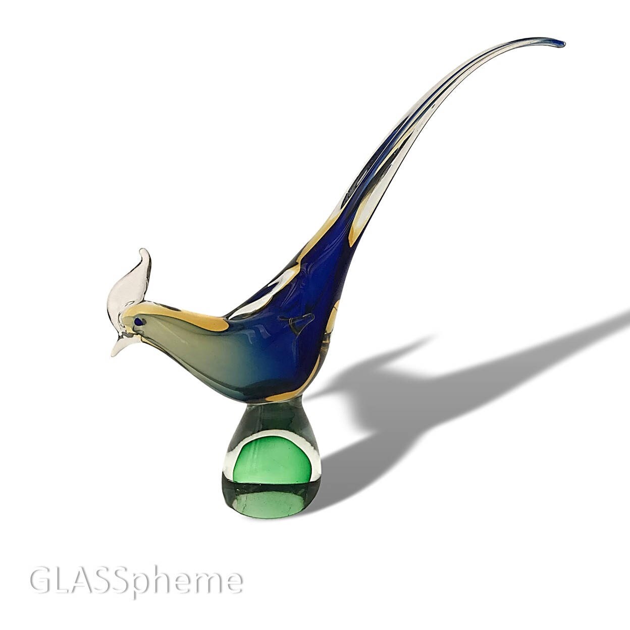 LARGE 17 Mid-Century Modern MURANO Sommerso | Submerged Glass Bird ...