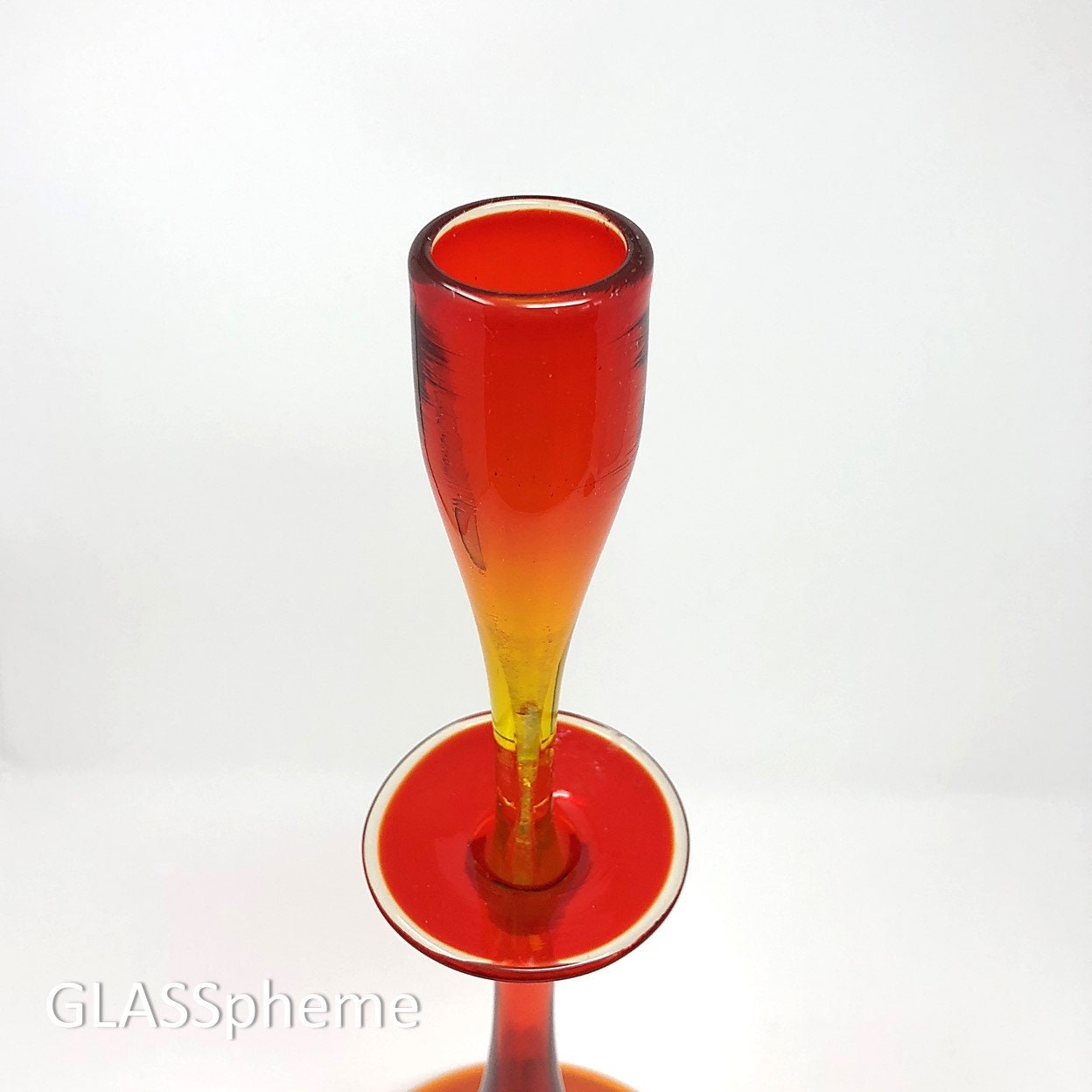BLENKO Wayne Husted #6027 Shot Glass Decanter in Tangerine | Amberina