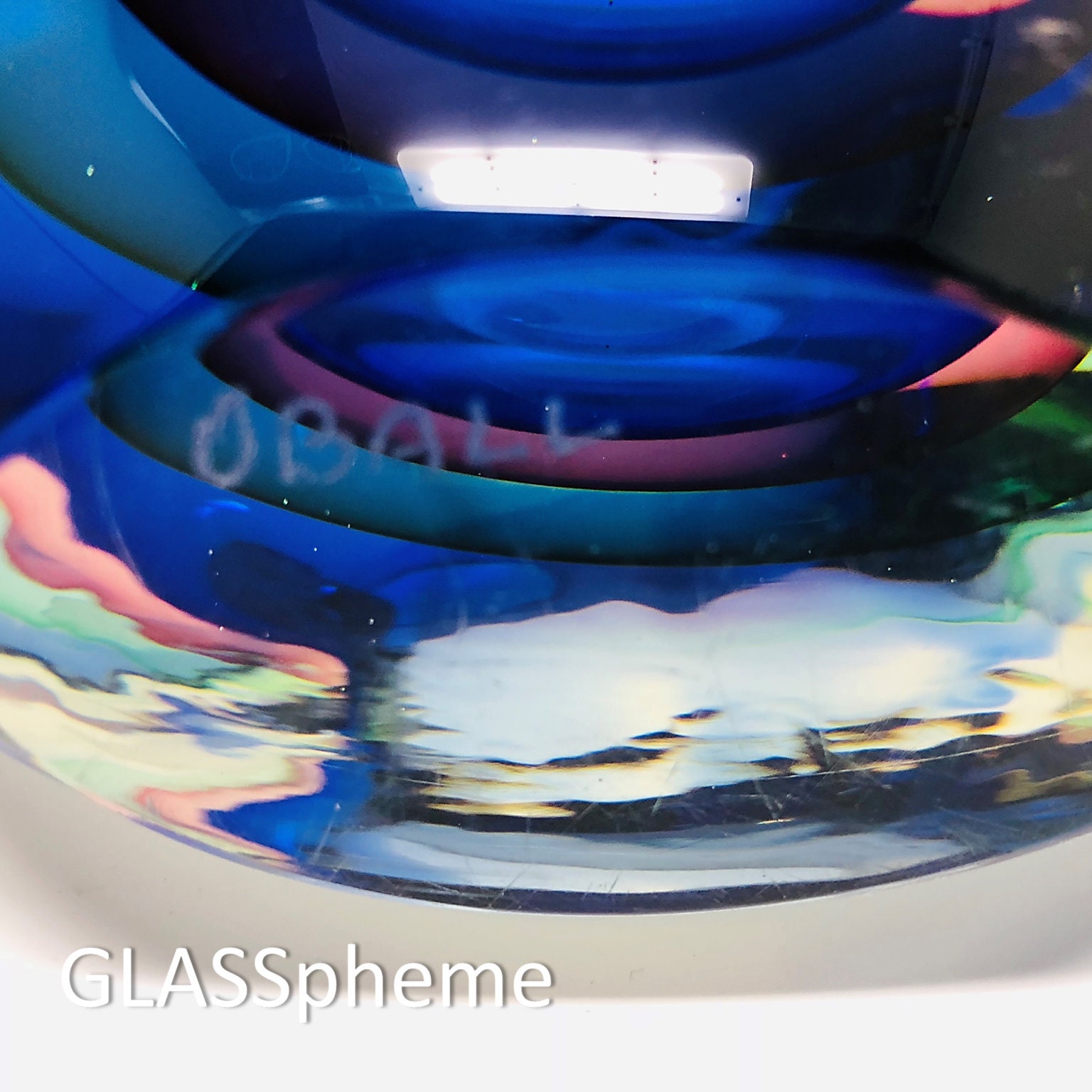 HUGE Luigi Onesto OBALL MURANO Sommerso Submerged Glass Sculpture ...