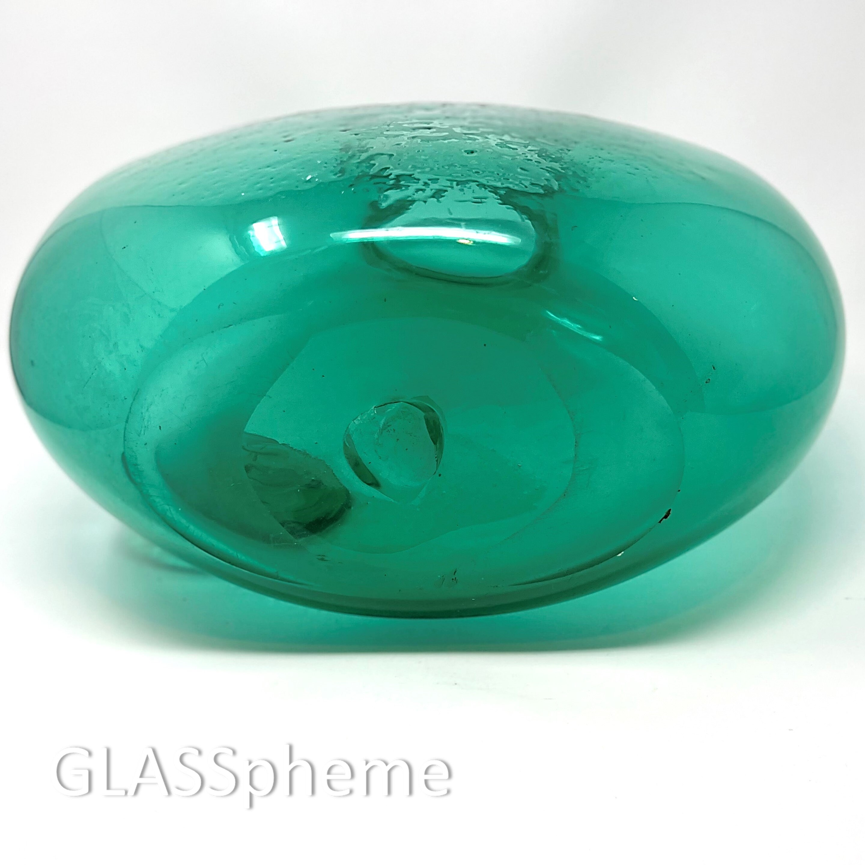 C. 1950s BLENKO Wayne HUSTED #551 Textured Glass Medallion Vase in SEAGREEN