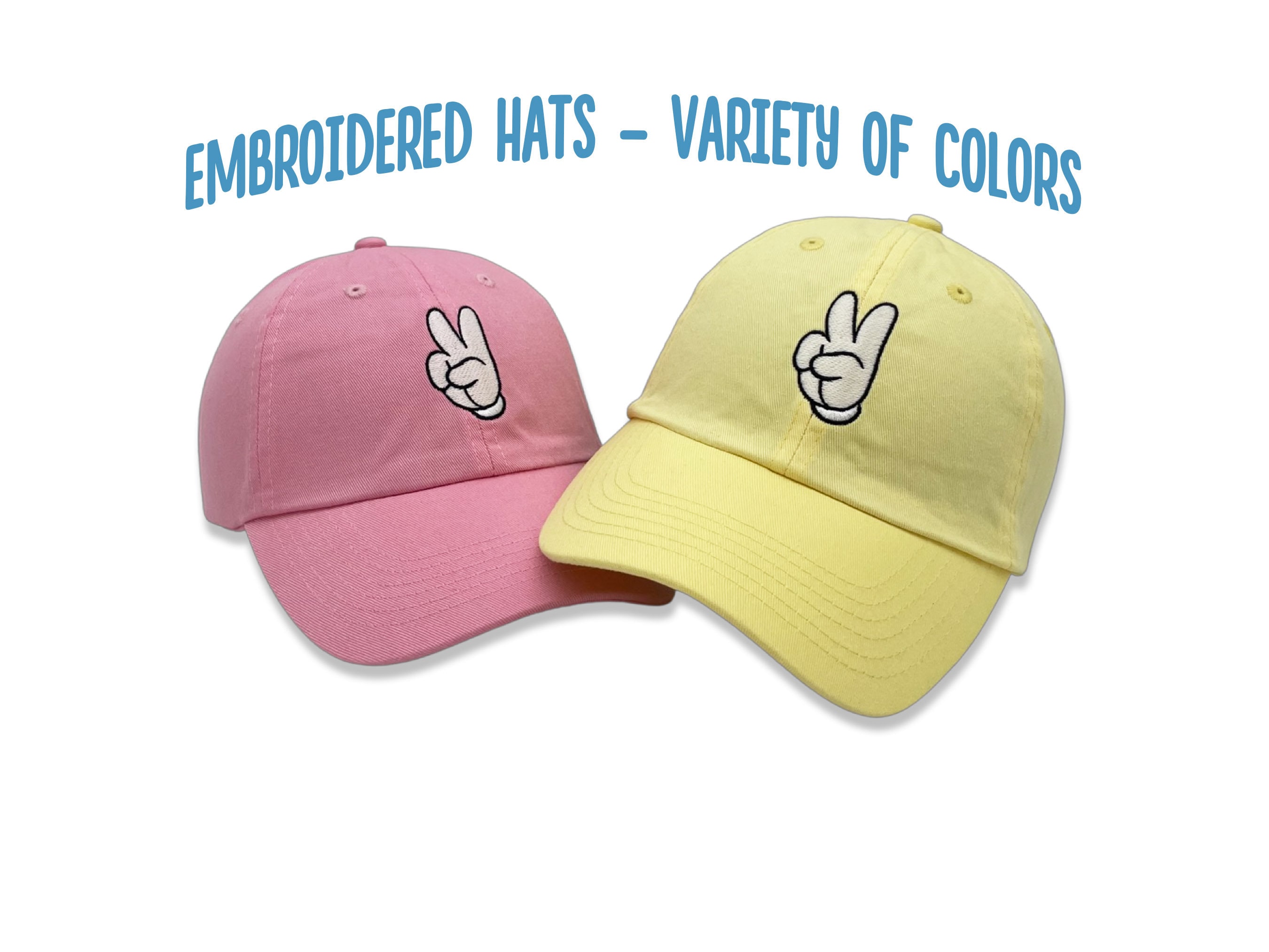 Mickey Mouse Peace Sign Embroidered Hat Mouse Hands Baseball - Etsy