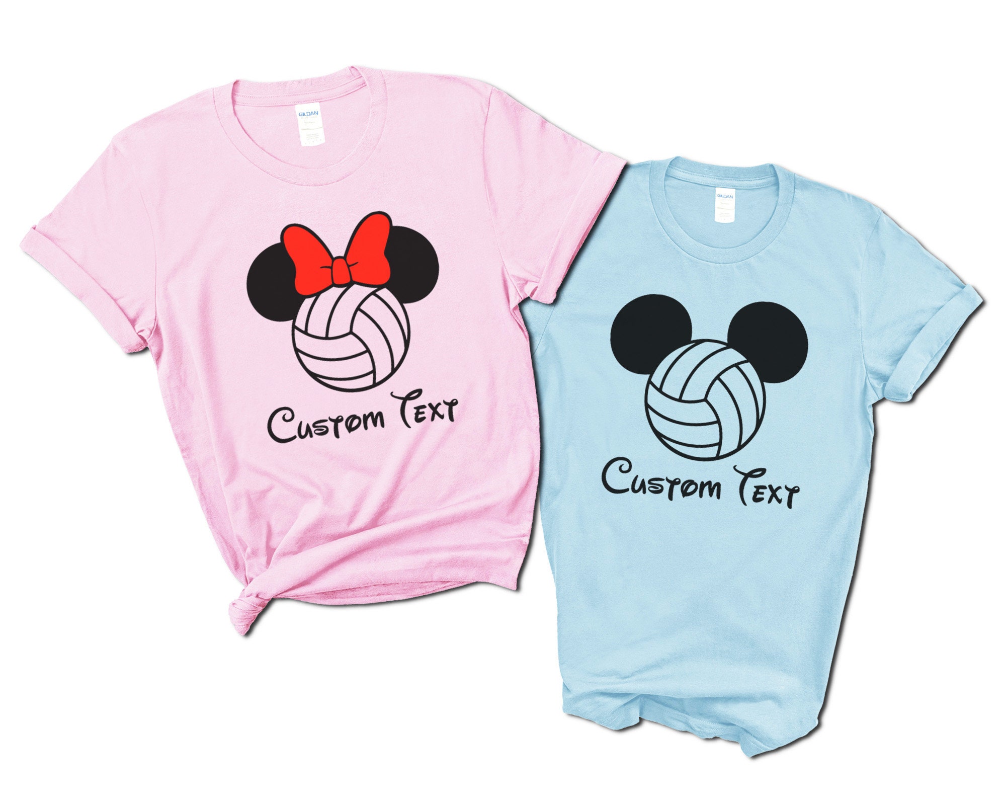 CUSTOM Volleyball Front and Back Mouse Ears T-Shirts | Etsy