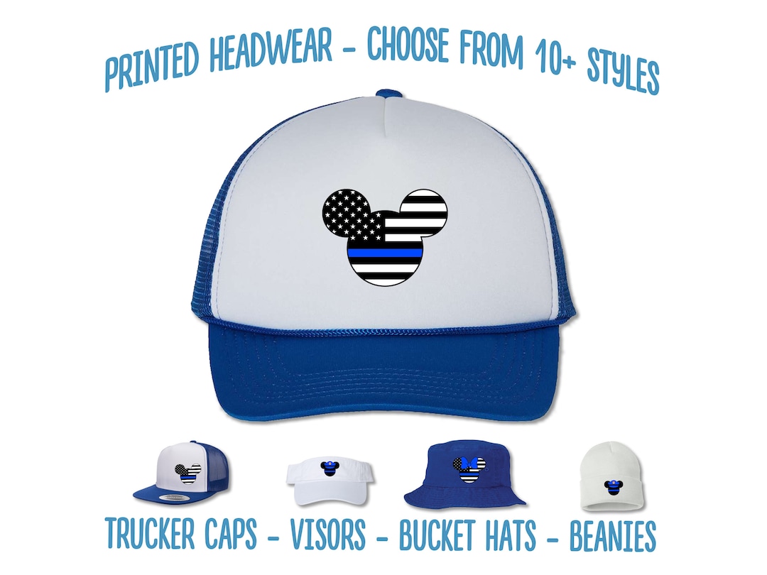 Mickey Blue Line Police Hat | Minnie Blue Line Police Printed Cap ...