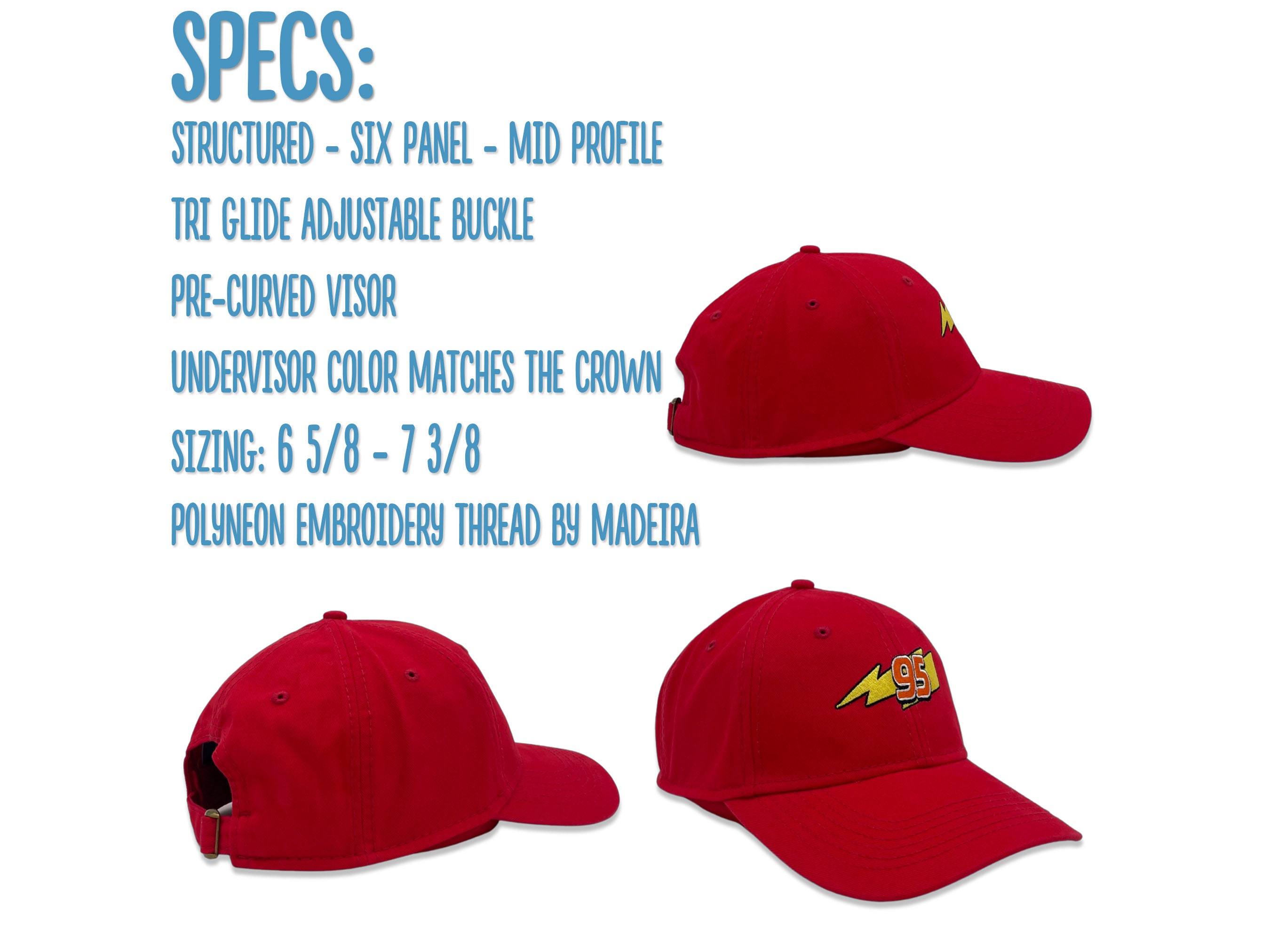 95 Lightning Mcqueen Cap Disney Park Embroidered Hat - Etsy