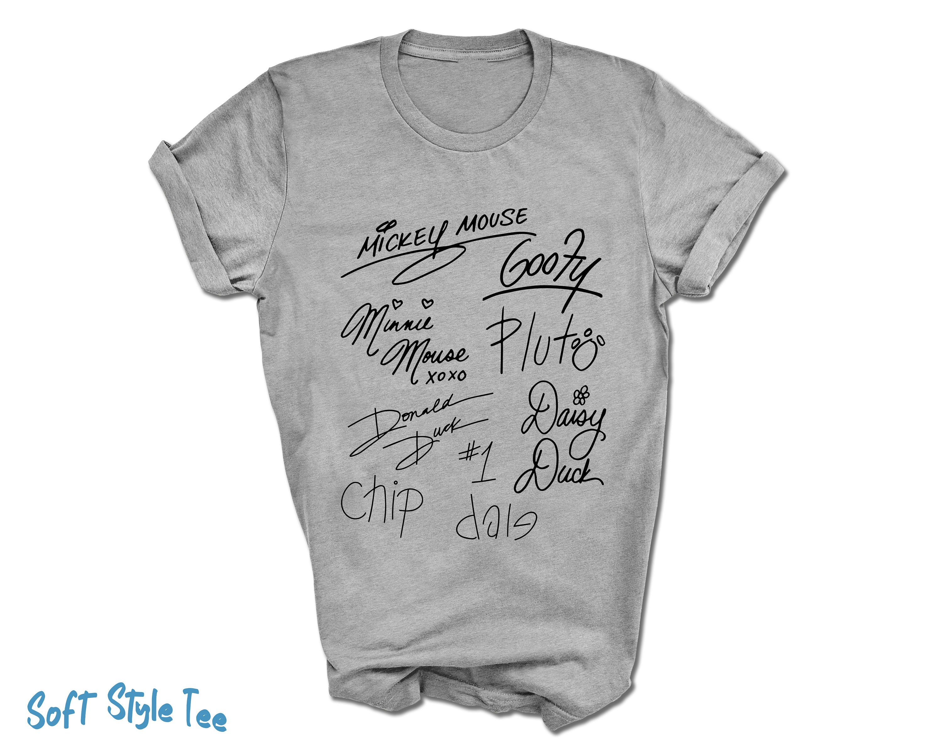 Mickey Mouse and Friends Characters Signatures T-shirt | Mickey ...