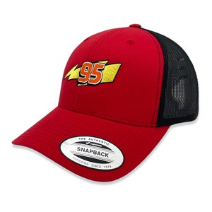 Cars Lightning Mcqueen 95 Retro Trucker Hat | YP Adult Unisex Snapback ...