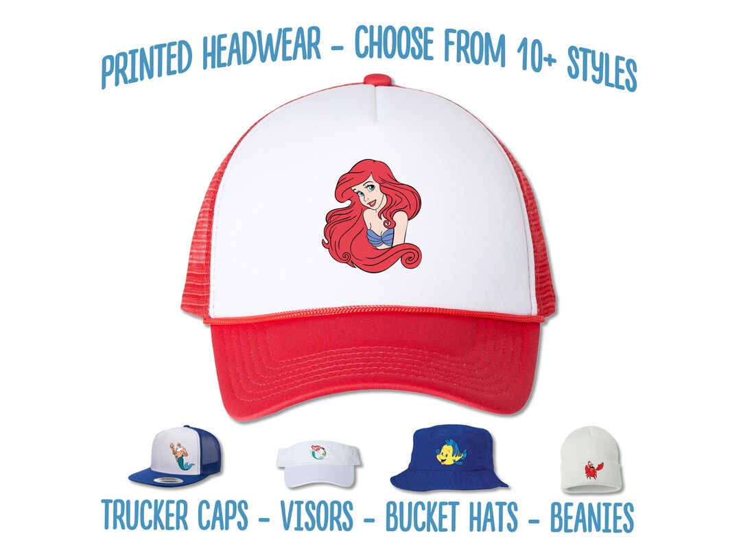 Little Mermaid Ariel Hat | Flounder Sebastian King Triton Printed Hat ...