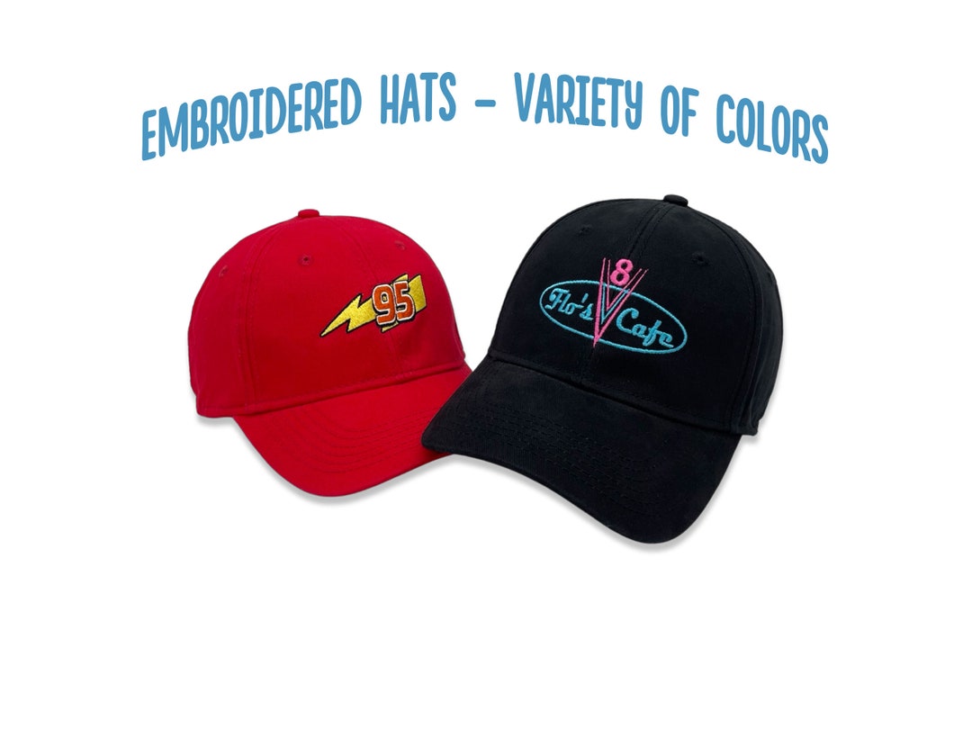 Lightning Mcqueen 95 | Flo's V8 Cafe Diner Embroidered Hats | Cars Hat ...