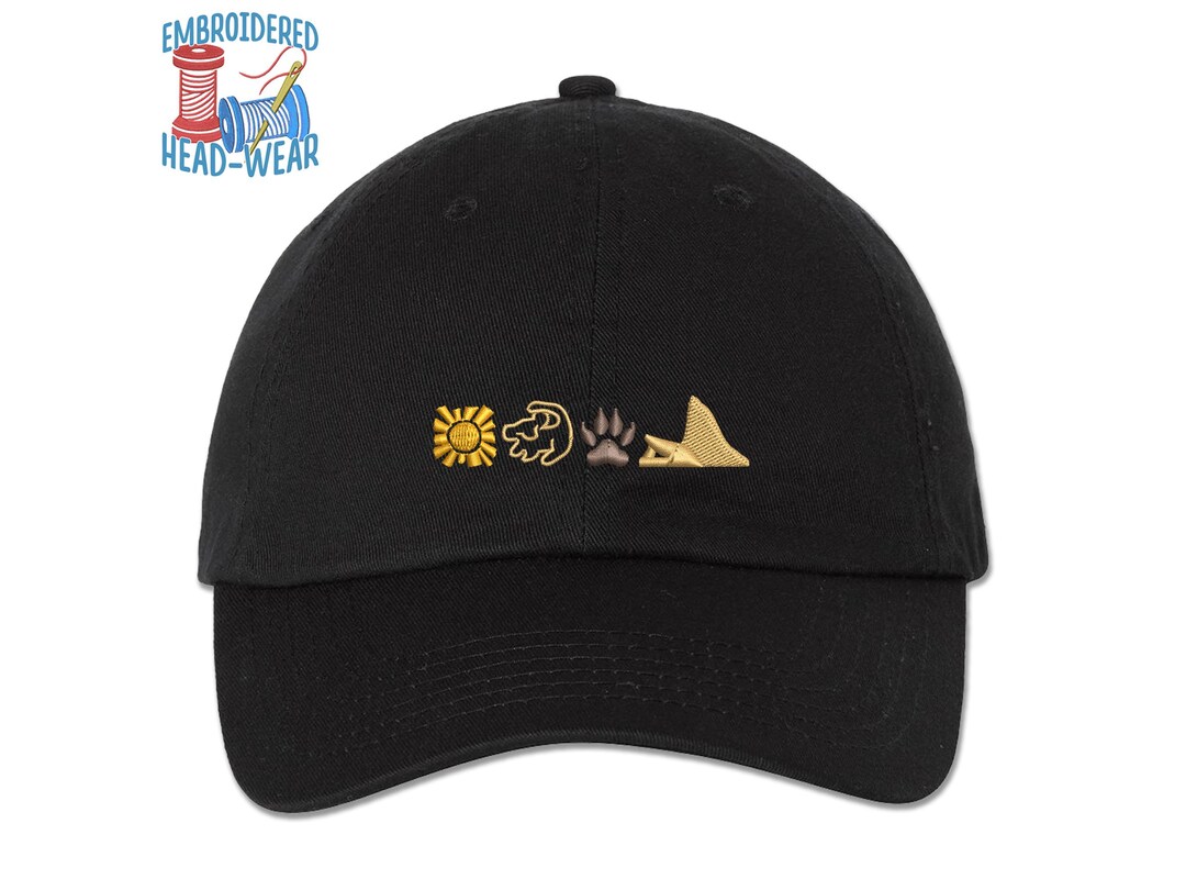 Lion King Symbols Embroidered Cap | Sun Rays Lion Paw Simba Pride Rock ...
