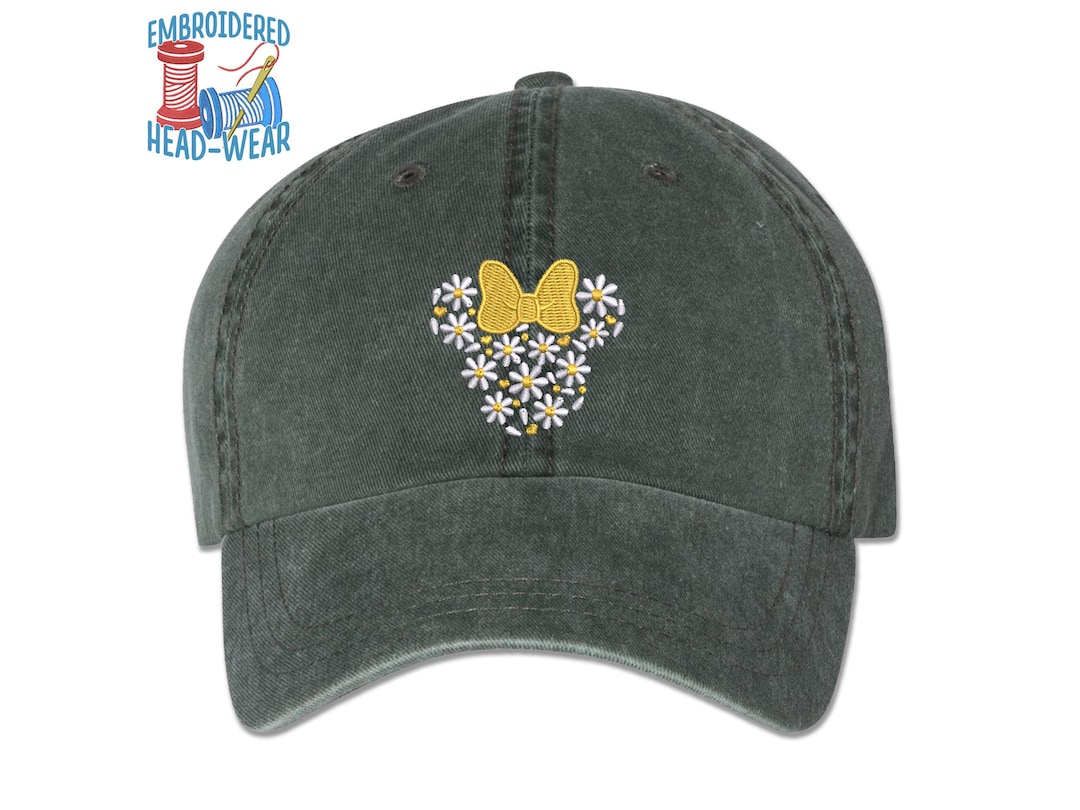 Minnie Mouse Spring Daisy Flower Embroidered Cap | Minnie Bow Daisy ...
