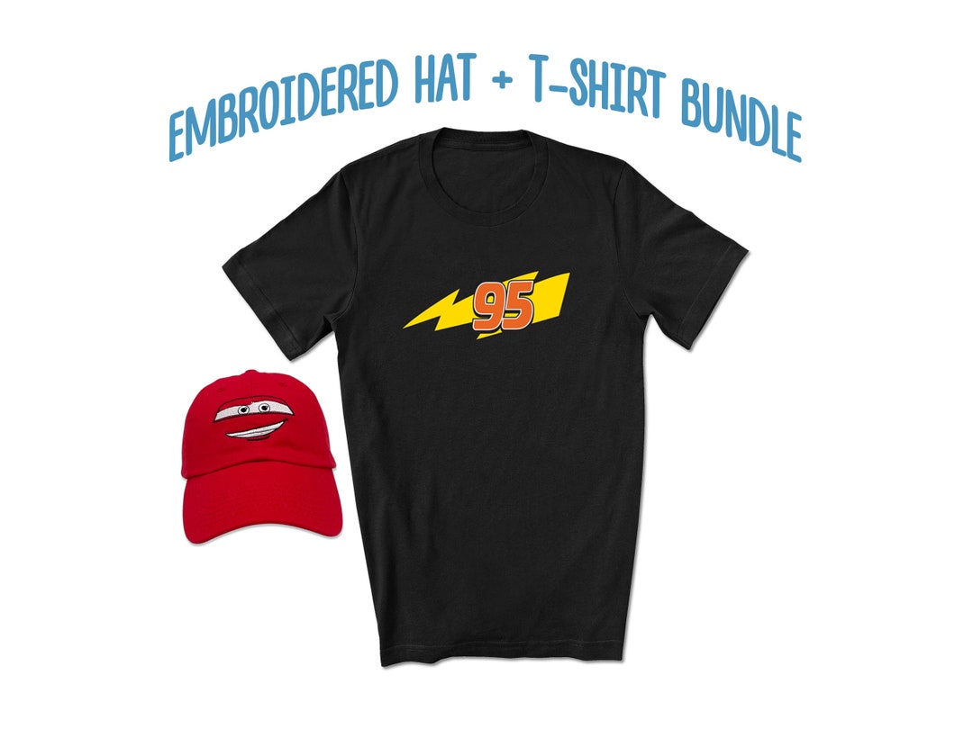 Lightning Mcqueen Hat & 95 Race Logo Front Print T-shirt Bundle ...
