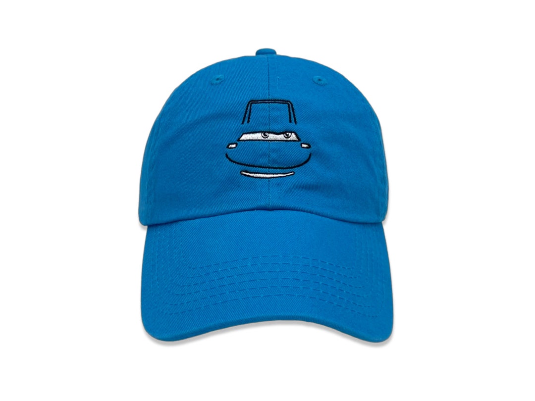 Cars Strip Dinoco Face Embroidered Cap Neon Blue Hat Professionally ...