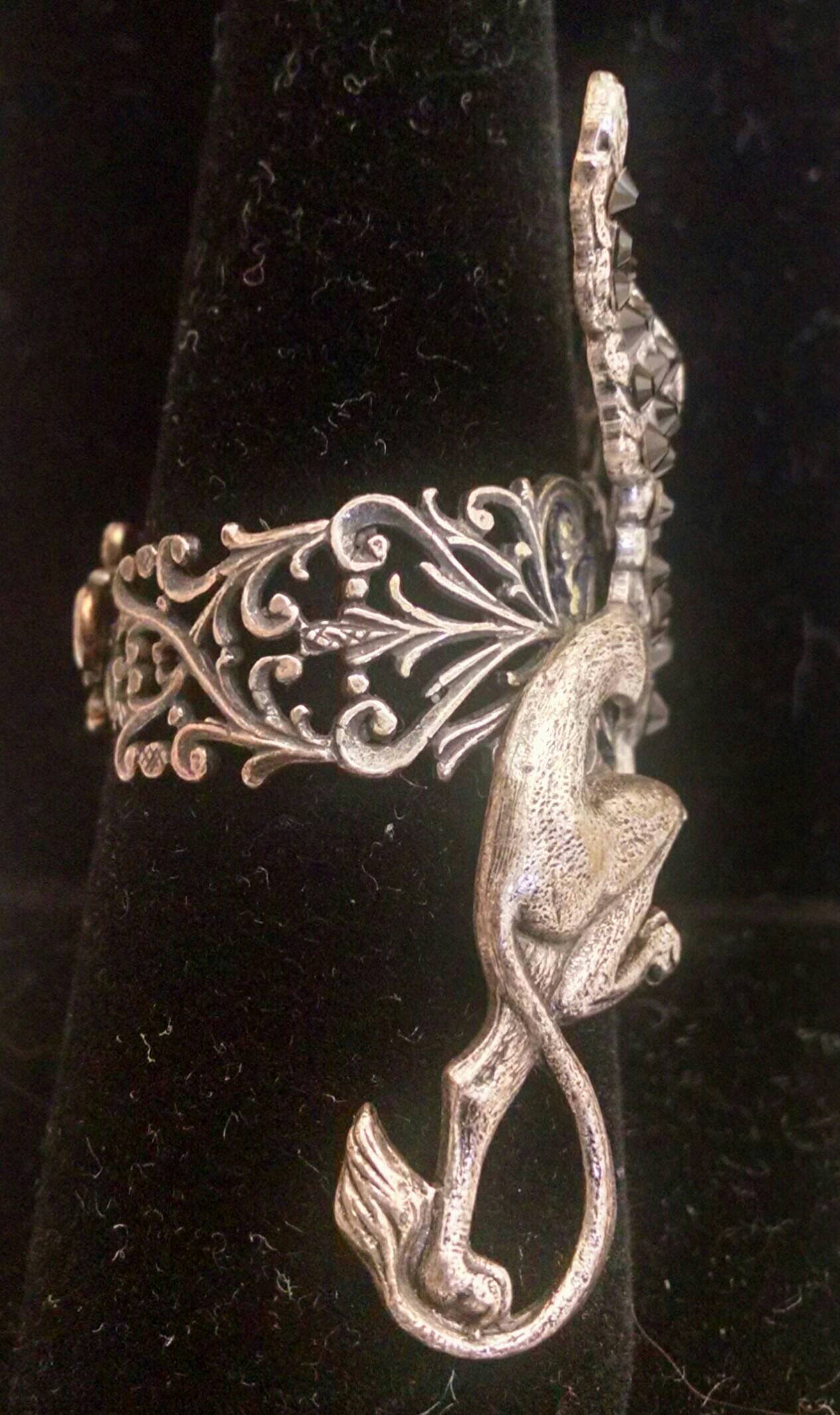 Silver Plated Brass Mythical Dragon Creature Embellished With - Etsy