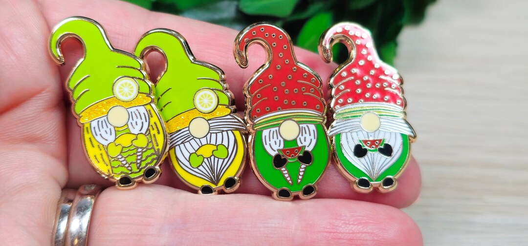 Cute Gnome Pin. Fruit Themed Pin. Enamel Pin. Gnome Lover Gift. Gnome ...