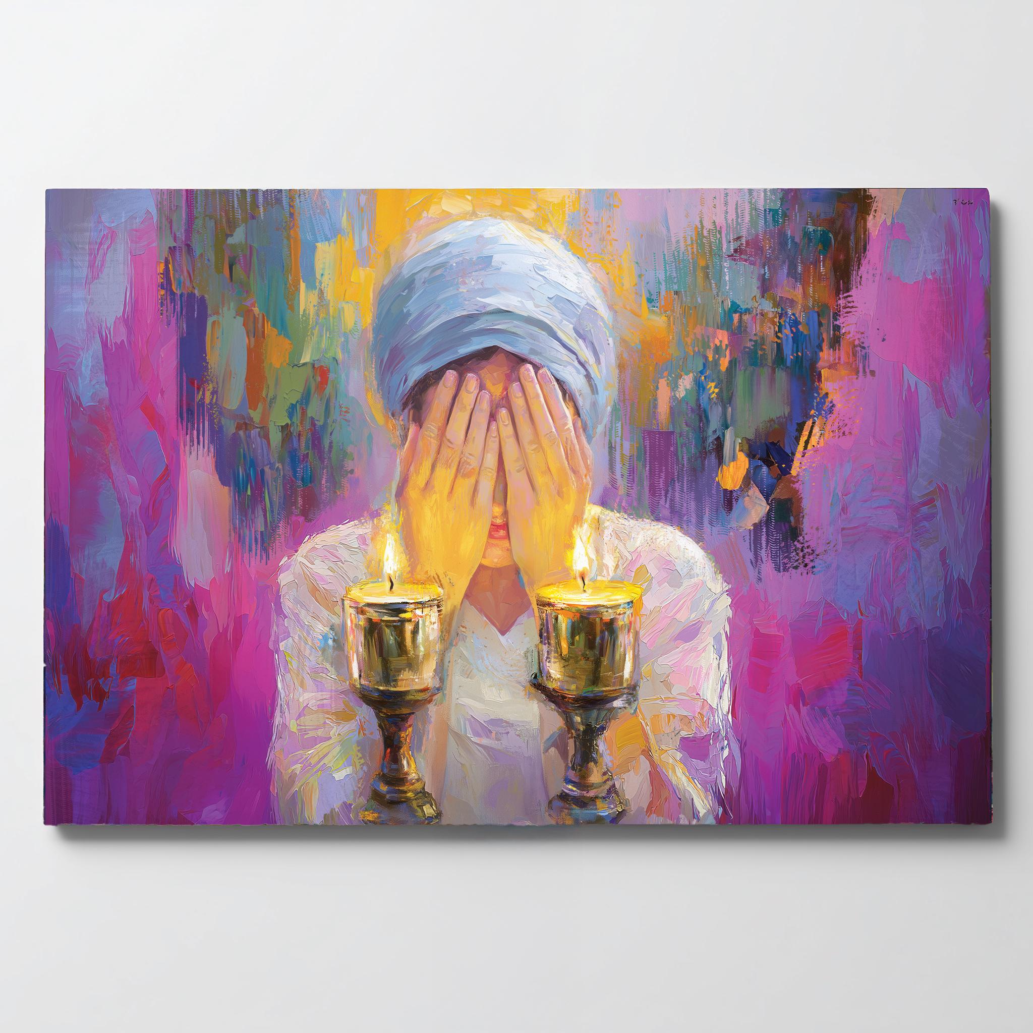 Shabbat Candles – Shabbos Art Canvas – Judaica Painting, Sabbath Gift ...