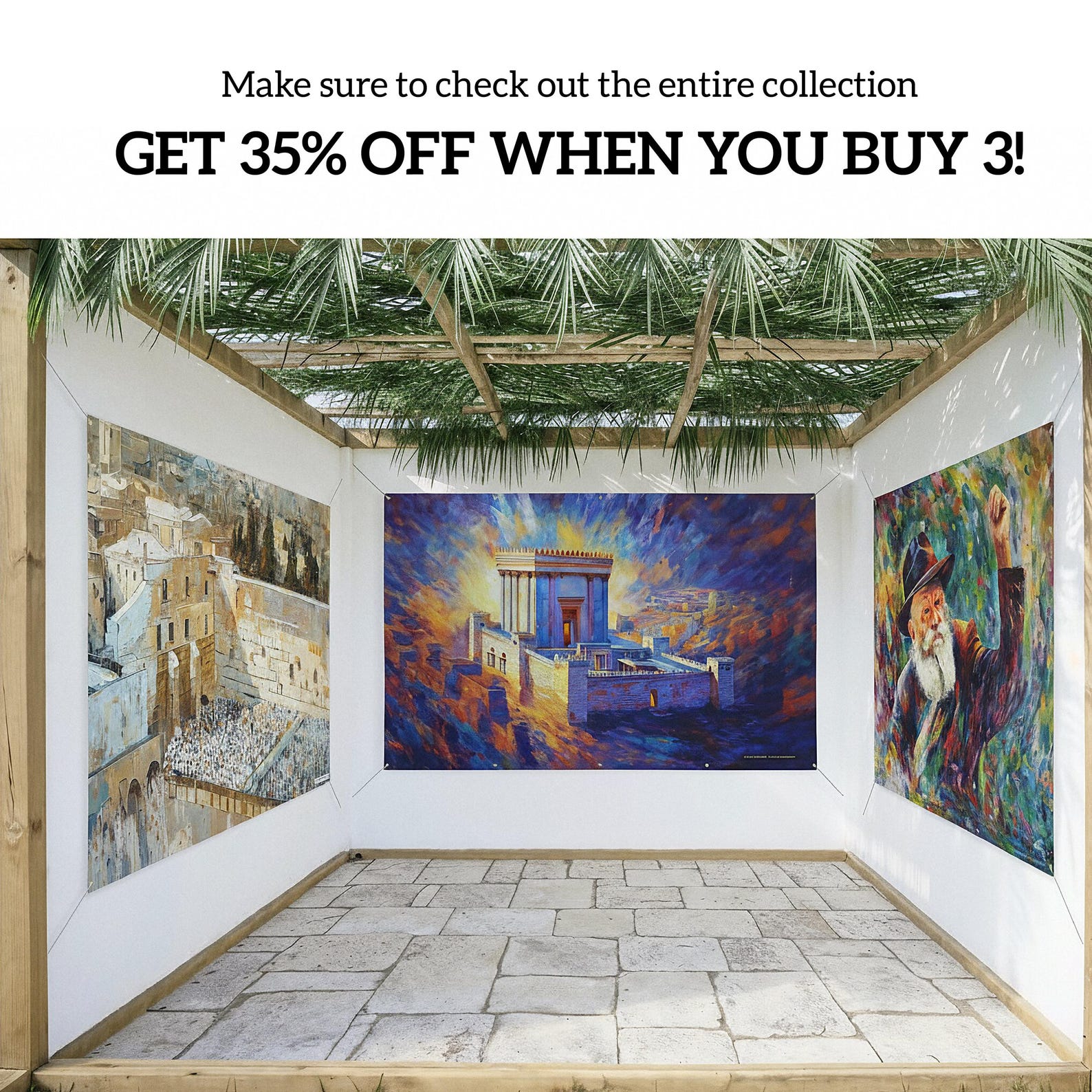 Jewish Art Sukkah Banner | Bais Hamikdash Sukkah Decoration | Beit ...