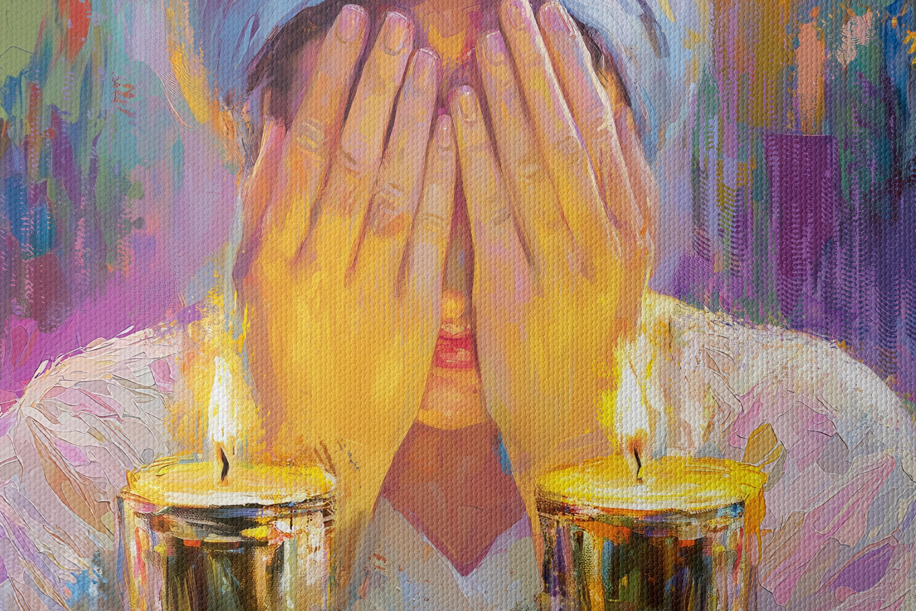 Shabbat Candles – Shabbos Art Canvas – Judaica Painting, Sabbath Gift ...
