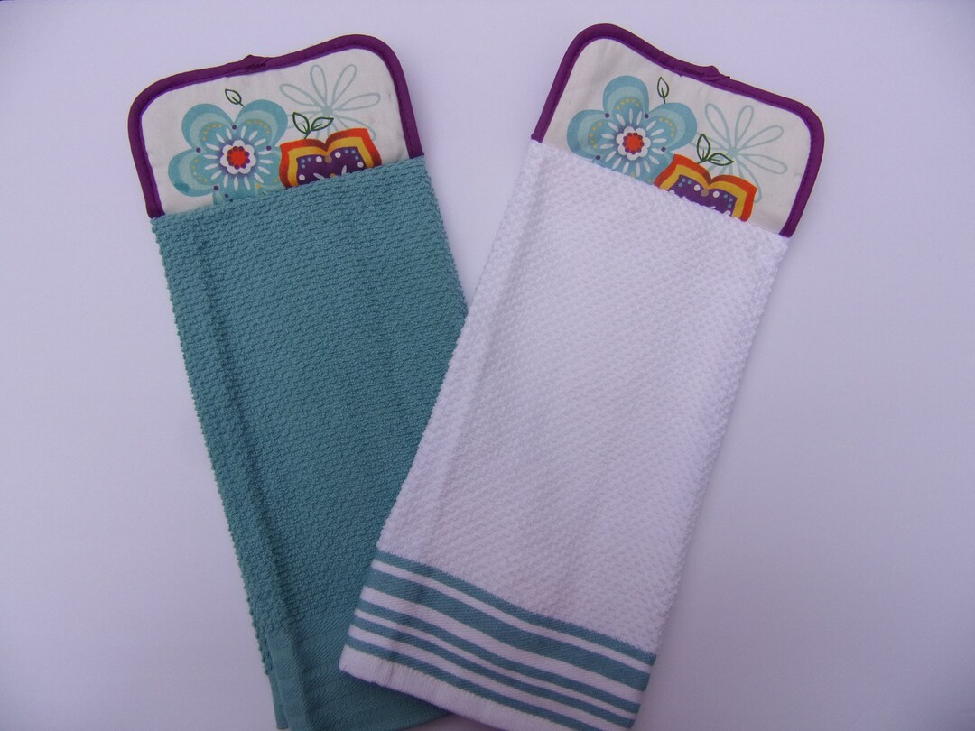 Pot Holder Hanging Kitchen Dish Towel Set of 2, White Jade Kitchen ...