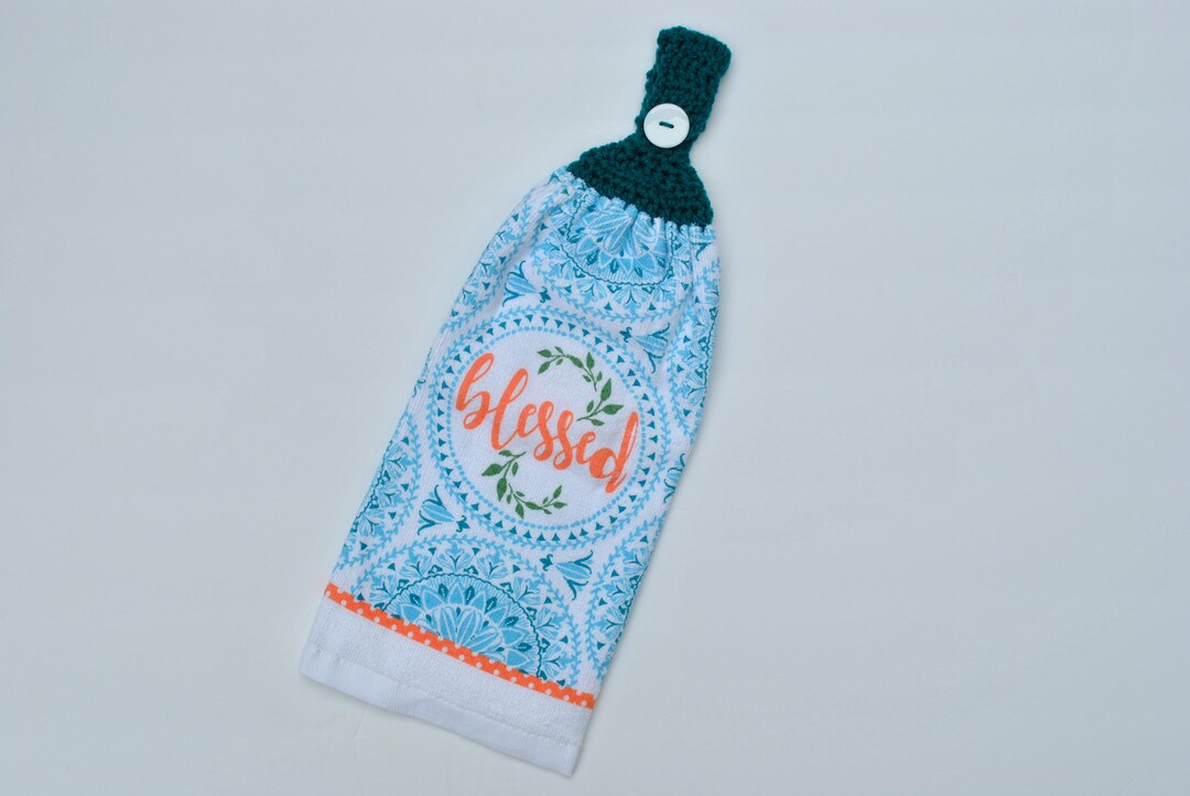 Hanging Kitchen Dish Towel, Crochet Top Kitchen Towel, Blessed Kitchen ...