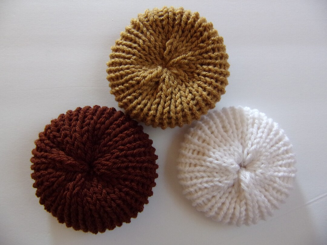 Knitted Sponge Set of 3 Brown and White Scrubby Sponge, House Cleaning ...