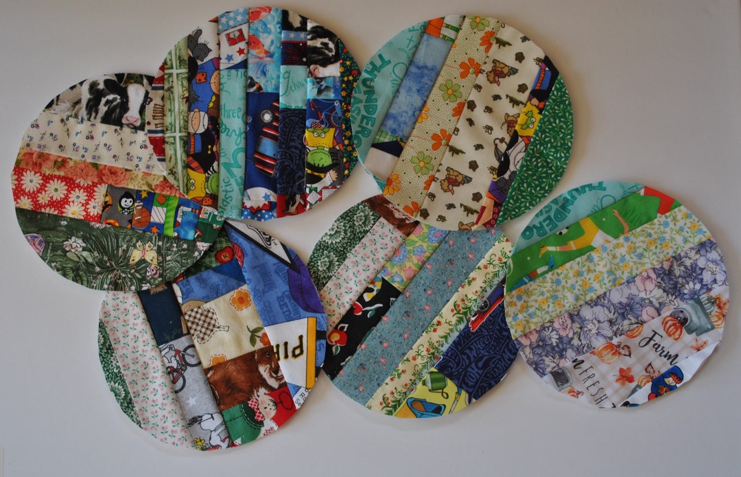 Crazy Quilt Block Circles, Unfinished 8" Circle for Sewing, Scrap ...