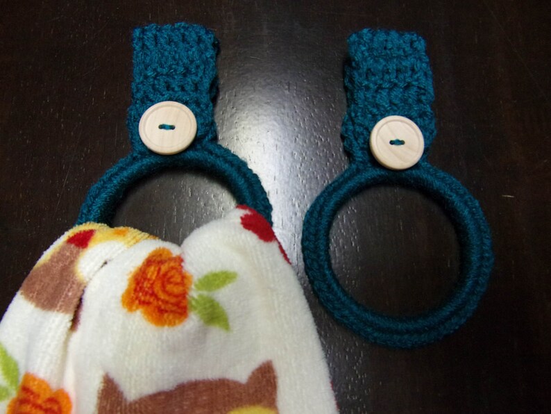 Crocheted Hanging Towel Holders Rings Set Of 2 Kitchen Towel Etsy