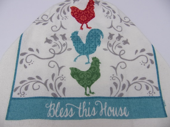Hanging Kitchen Dish Towel 1 Towel Rooster Crochet Top Hand - Etsy