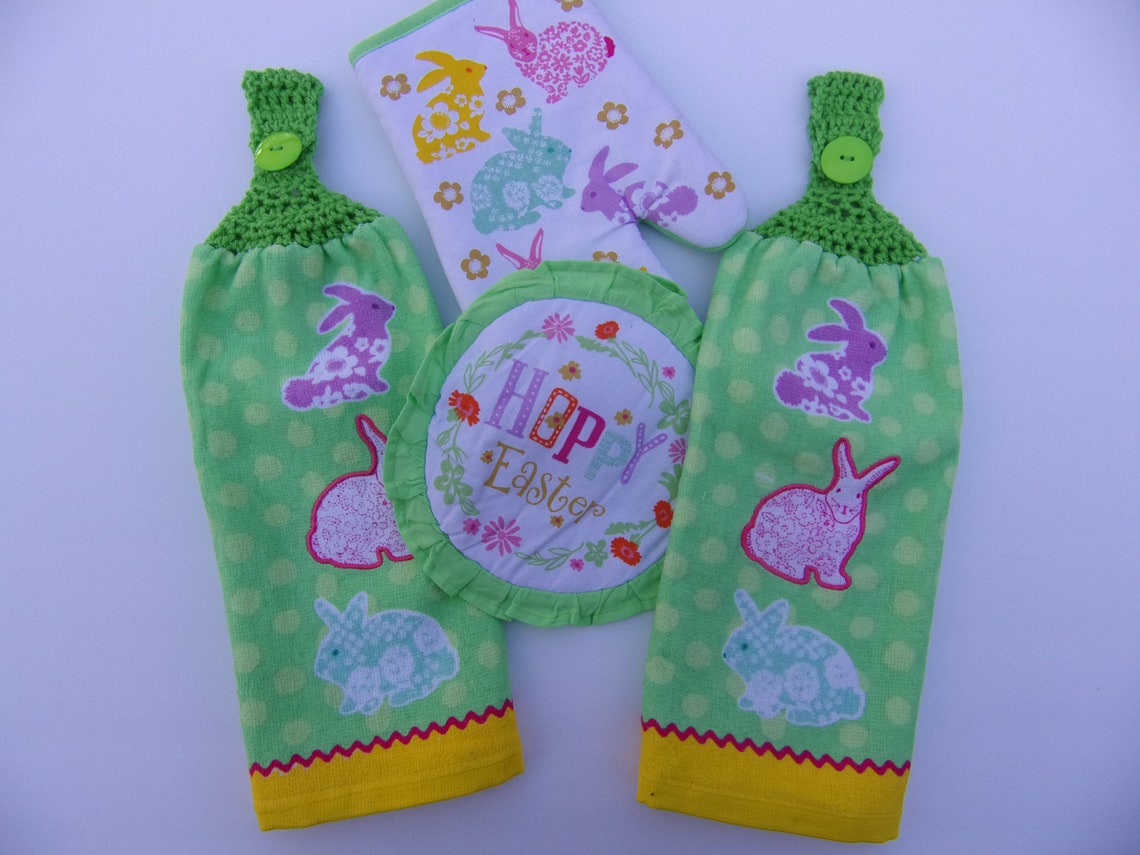 Hanging Kitchen Easter Dish Towel Set of 4 Kitchen Towel - Etsy
