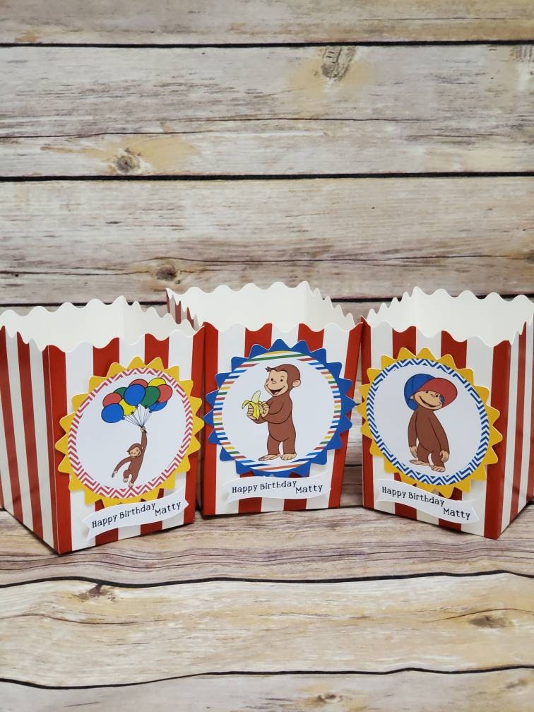 Curious George Popcorn Boxes Curious George Birthday Curious | Etsy