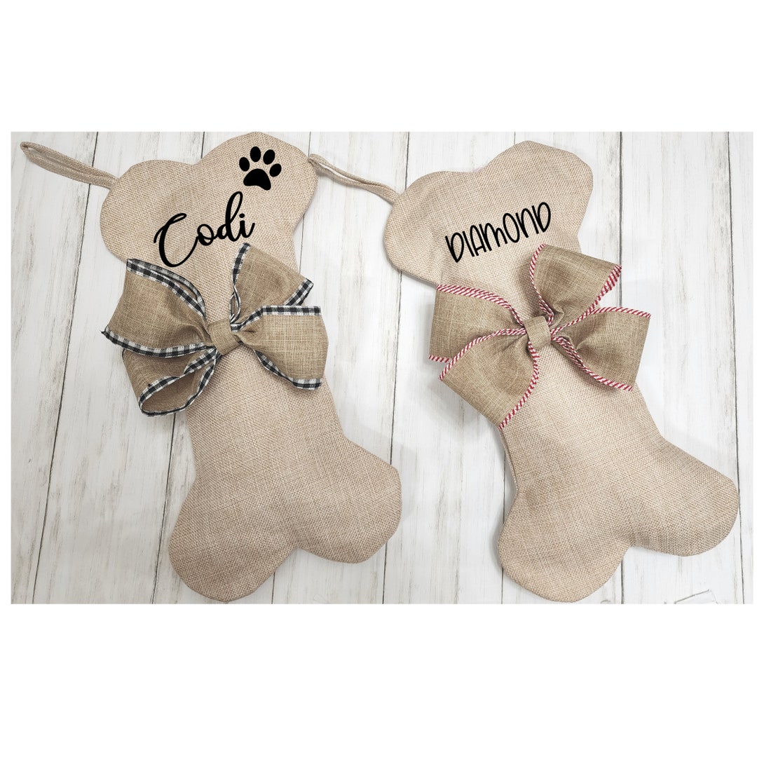 Personalized Dog Bone Stockings, Burlap Stockings, Stockings for Dogs ...