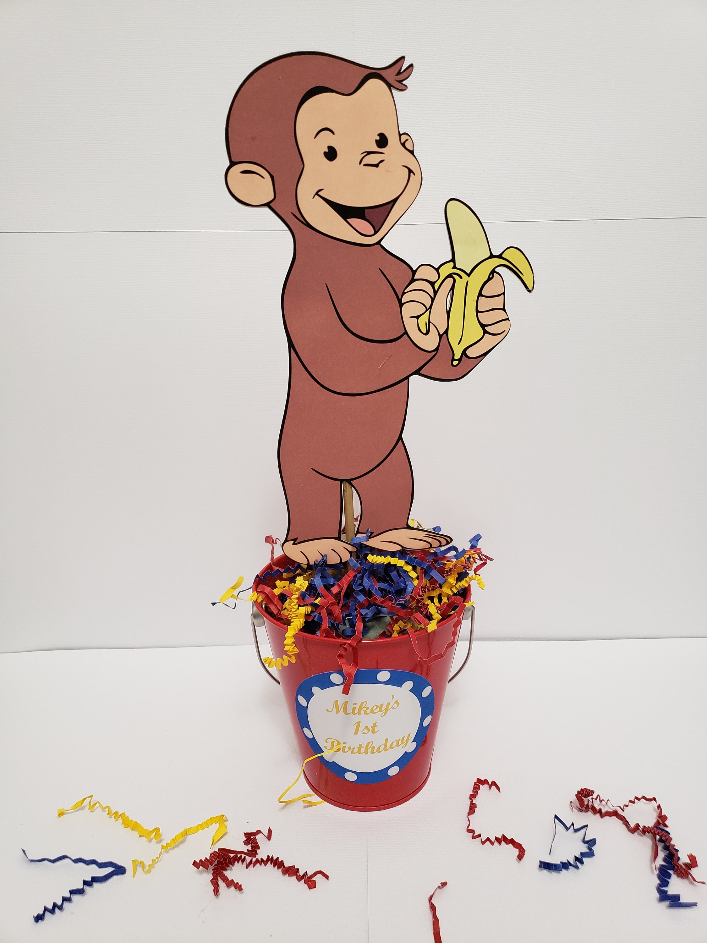 Curious George Centerpieces Yellow Red and Blue Curious - Etsy