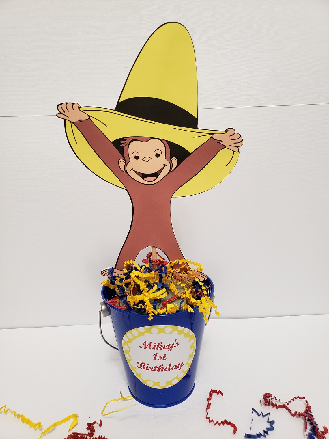 Curious George Centerpieces Yellow Red and Blue Curious - Etsy