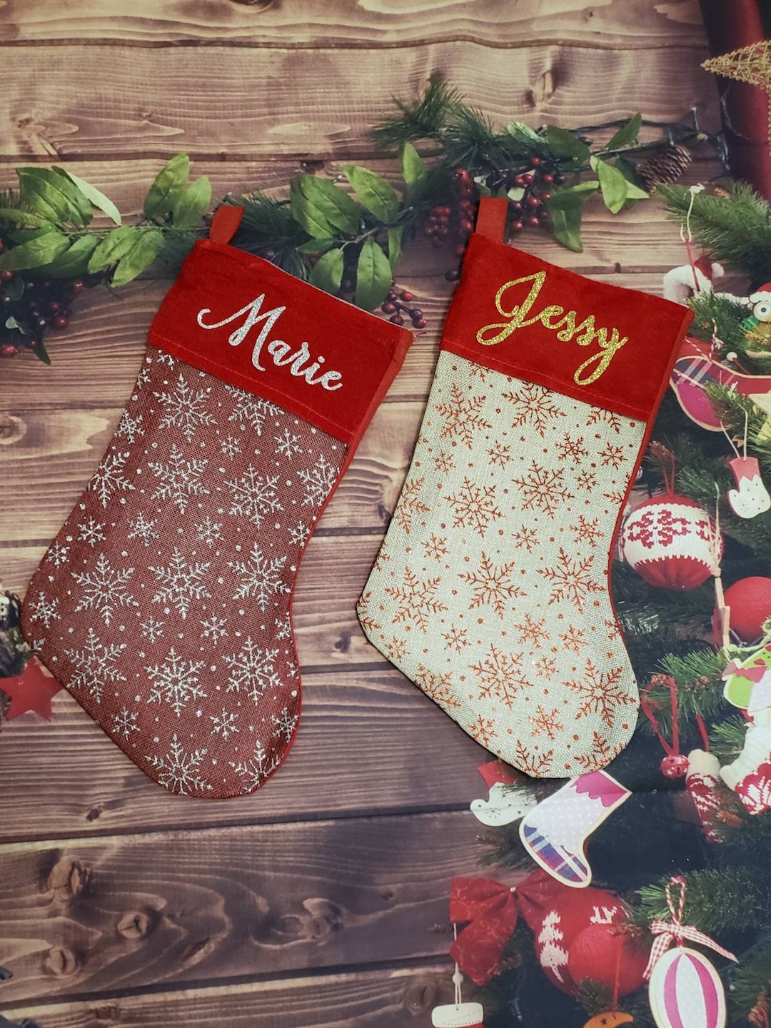 Personalized Christmas Stockings, Snowflake Christmas Stockings ...