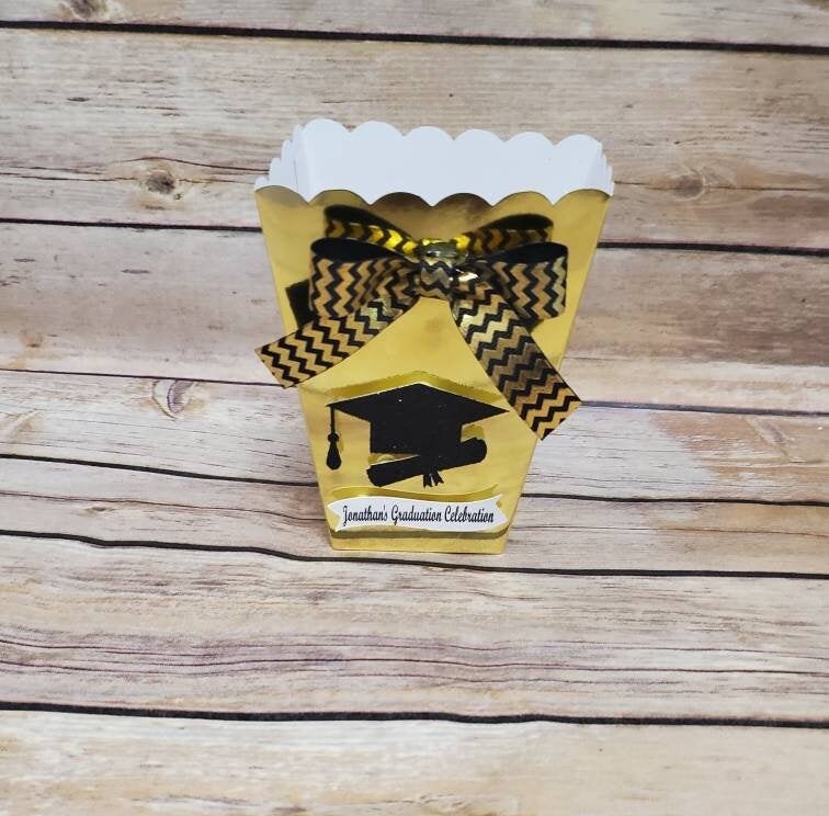 Personalized Graduation Favor Box Popcorn Favor Box Gold | Etsy