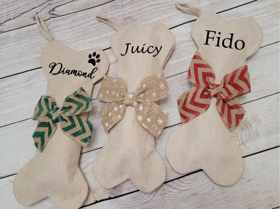 Personalized Dog Bone Stockings, Burlap Stockings, Stockings for Dogs ...